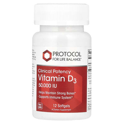 PROTOCOL FOR LIFE BALANCE Vitamin D3 50,000 IU (1,250 mcg) 12 Softgels ...