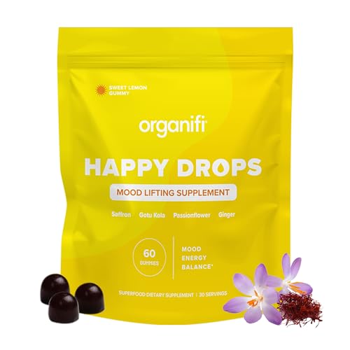 Organifi Happy Drops Mood Support Supplement Sweet Lemon Flavor 60 Gum ...