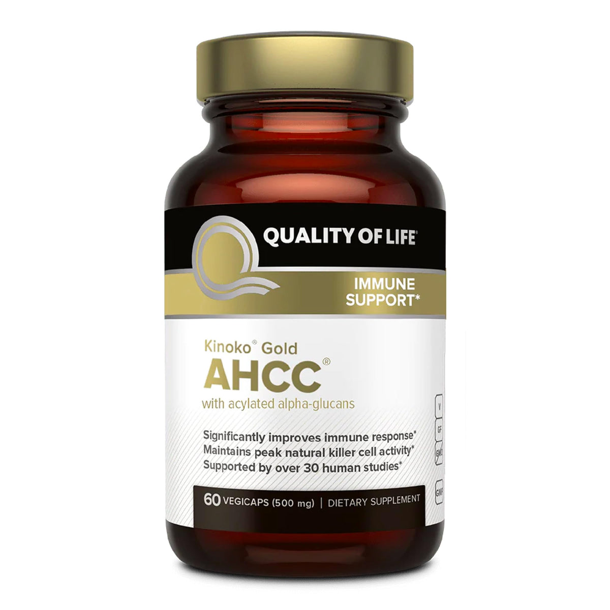 Quality of life Kinoko Gold AHCC Supplement 500mg 60 Veg Capsules ...