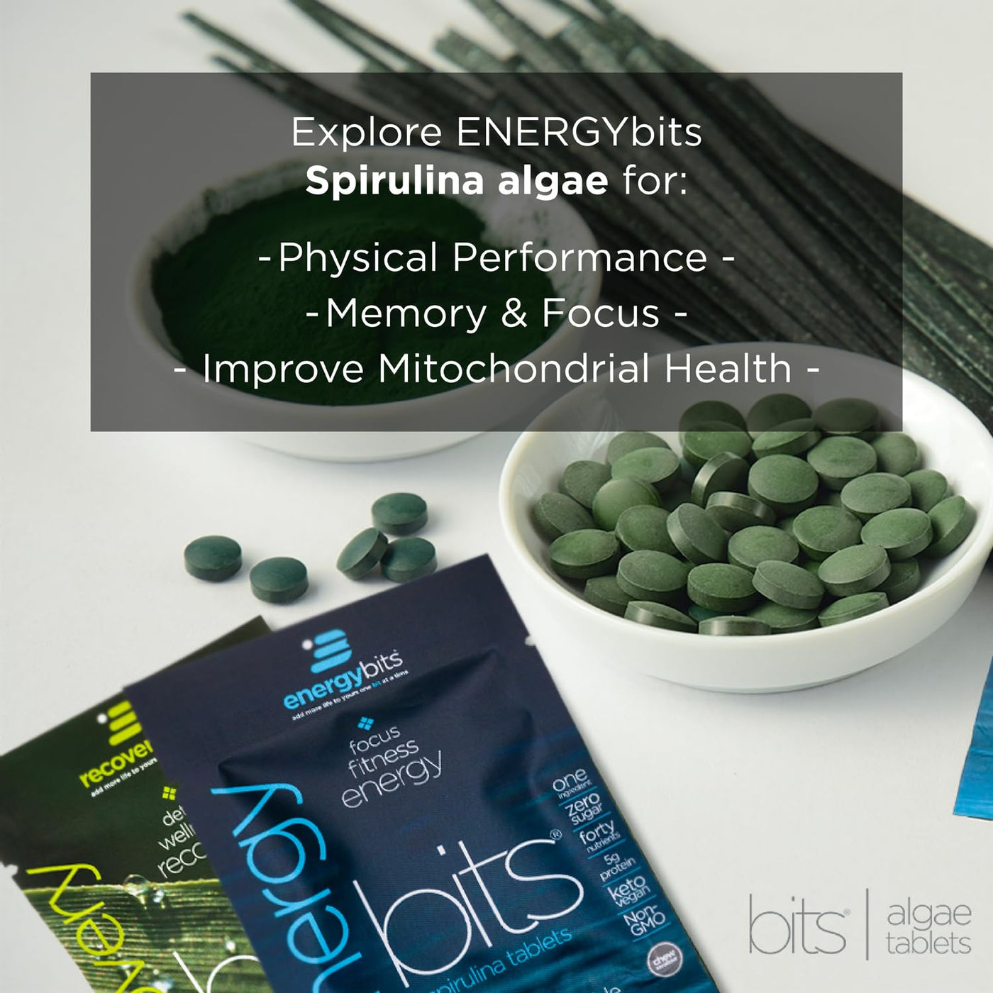 ENERGYBITS® Organic Spirulina Tablets Large Bag 1000 Algae Tablets ...