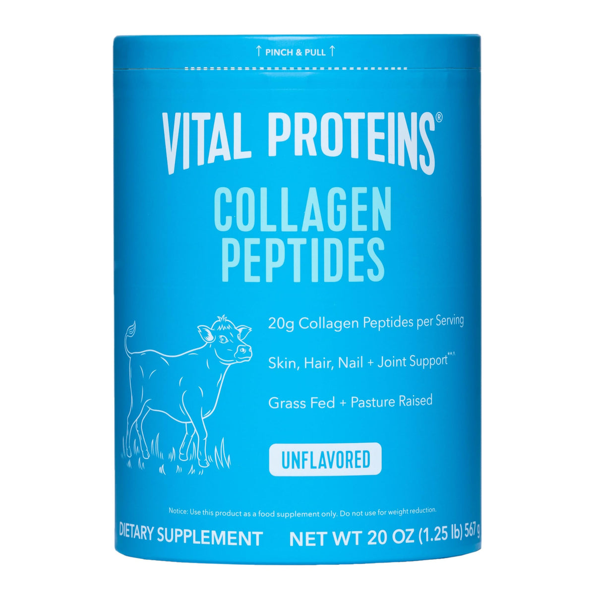 Vital Proteins Péptidos de colágeno alimentados con césped en polvo sin sabor, 20 oz - Hebron ...